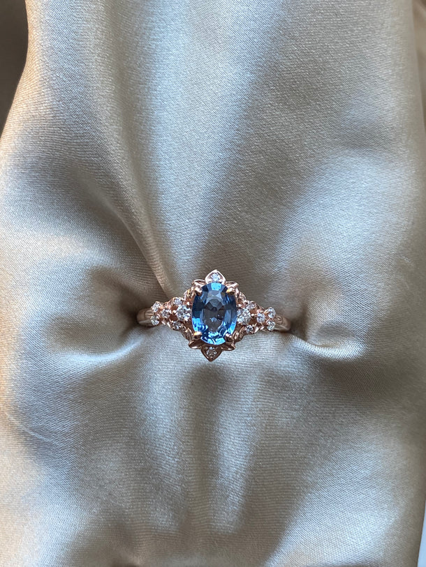 Arwen Blue Sapphire and diamonds fantasy inspired engagement Ring by ...